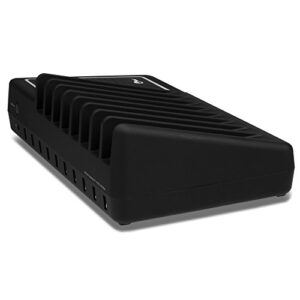 SIIG 90W Smart 10-Port USB Charging Station with Non-Slip Padded Deck and LED Ambient Light for Smartphones, Tablets, and Many Other Compatible USB Powered Devices (Black)