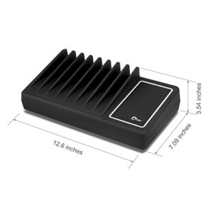 SIIG 90W Smart 10-Port USB Charging Station with Non-Slip Padded Deck and LED Ambient Light for Smartphones, Tablets, and Many Other Compatible USB Powered Devices (Black)