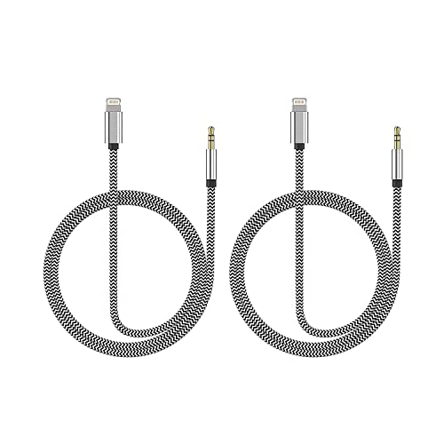 2Pack Aux Cord for iPhone, Apple MFi Certified 3.3ft Lightning to 3.5mm Aux Audio Auxiliary Cable for iPhone 14 13 12 11 XS XR X 8 7 iPad iPod, iPhone Aux Cord for car/Home Stereo, Speaker, Headphone