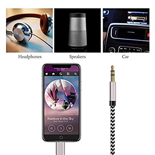 2Pack Aux Cord for iPhone, Apple MFi Certified 3.3ft Lightning to 3.5mm Aux Audio Auxiliary Cable for iPhone 14 13 12 11 XS XR X 8 7 iPad iPod, iPhone Aux Cord for car/Home Stereo, Speaker, Headphone