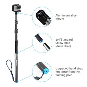 Smatree Carbon Fiber Detachable Extendable Floating Pole Selfie Stick Compatible for GoPro MAX/GoPro Hero 11/10/9/8/7/6/5/4/3 Plus/3/Session/GoPro Hero 2018/DJI OSMO Action 2 Camera