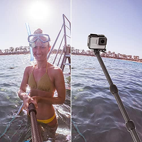 Smatree Carbon Fiber Detachable Extendable Floating Pole Selfie Stick Compatible for GoPro MAX/GoPro Hero 11/10/9/8/7/6/5/4/3 Plus/3/Session/GoPro Hero 2018/DJI OSMO Action 2 Camera