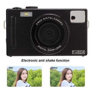 Digital Camera, 1080P Full HD Mini Video Camera 16X Digital Zoom Vlogging Camera Rechargeable with Lanyard and USB Cable for Kids Adults(Black)