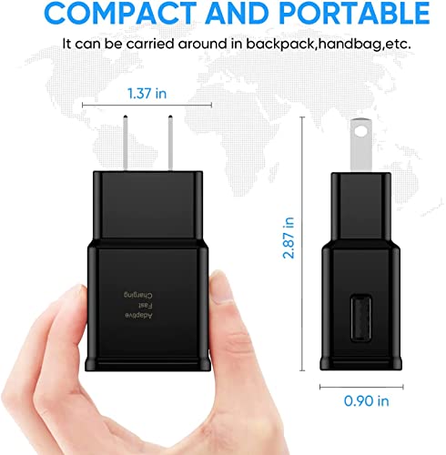 Adaptive Fast Charging USB Wall Charger Adapter Compatible Samsung Galaxy S21 S20 S10 S6 S7 S8 S9 / Edge/Plus/Active, Note 5 8, Note 9, Note 10, LG Quick Charge, Android Phone Travel Plug (2 Pack)