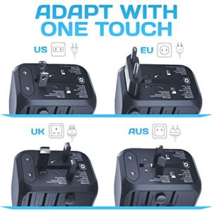 Universal Travel Adapter - International Worldwide Plug Kit, Type C + 3 USB Power Charger, 200 Countries - UK, European, Asia, Israel, India, Italy, Argentina, France, New Zealand, Australia and etc.