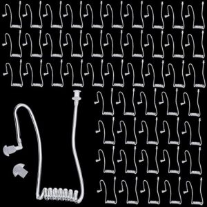 kathfly 50 pcs acoustic air tube replacement coil tube two way radio walkie talkie ear piece radio earpiece audio tube with earbud compatible with icom midland clear white