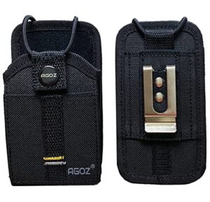 agoz radio holster case for arcshell ar-5,ar-6, baofeng uv-5r,midland gxt1000vp4, unication g4 g5,retevis rt22 rt22s two way radio walkie talkie pouch holder,duty belt metal clip loop,card slot (snap)