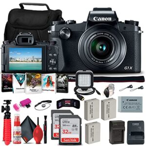 canon powershot g1 x digital camera (5249b001) + 2 x 32gb card + 3 x nb10l battery + nb10l charger + card reader + led light + corel photo software + case + flex tripod + hdmi cable + more (renewed)