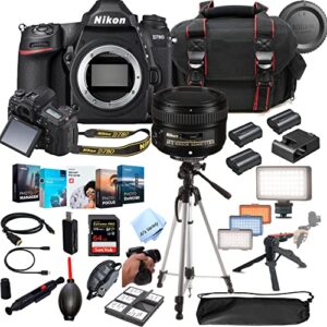 nikon d780 dslr camera 24.5mp body w/nikkor 50mm f/1.8g lens- 64gb extreme speed card, led always on light, tripod,gripod, case, and more (30pc bundle)