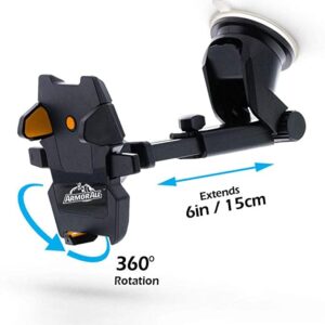 Armor All Phone Mount/Support with Extendable Arm,360 Rotation,Compatible with Smartphones iPhone,Samsung,HTC