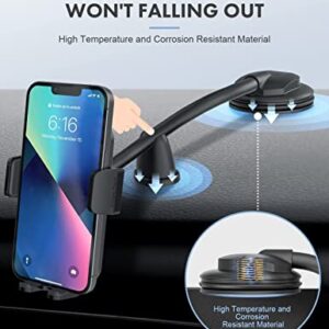 MOKPR Cell Phone Mount for Car, Car Phone Holder with Long Arm Dashboard Anti-Shake Stabilizer Phone Holder Compatible with iPhone, Android Phone etc