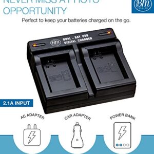 BM Premium 2 Batteries and Dual Bay Charger for Sony ZV-E10, A7 II, A6100, A6400, DSC-RX10 IV, DSC-RX10 II, RX10 III, Alpha 7, Alpha 7R, a7, a7R, A7s, A7s II, a3000 a5000 a5100 a6000 a6300 a6500