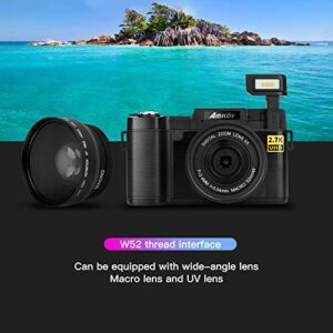 Jopwkuin DSLR Cameras, 3In 48MP 128GB Photography Camera Support 2.7K HD Video Recording 180° flip Camera 800Mah Kids Video Camera for Daily Shooting