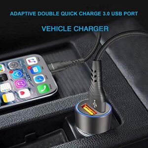 36W Dual Quick Charge 3.0 Fast USB Car Charger and Cable for Samsung Galaxy S21 S20 S22 Plus Ultra FE A14 A23 5G A51 A71 A52 A32 A42 A12 A01 A11,S10 Note 20 10 9 A72,Cigarette Lighter Phone Adapter