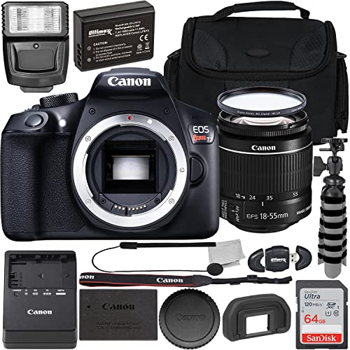 Canon Intl. EOS Rebel T7 DSLR Camera with EF-S 18-55mm f/3.5-5.6 is II Lens & Starter Accessory Bundle: SanDisk Ultra 64GB SDXC, Extended Life Replacement Battery, Water Resistant Gadget Bag & More