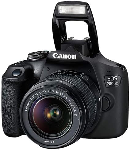 Canon EOS 2000D / Rebel T7 DSLR Camera w/EF-S 18-55mm f/3.5-5.6 Lens 3 Lens Kit Bundled with 128GB Memory + Wide Angle Lens + Telephoto Lens + Flash + More (Renewed)