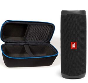 jbl flip 5 waterproof portable wireless bluetooth speaker bundle with divvi! protective hardshell case – black