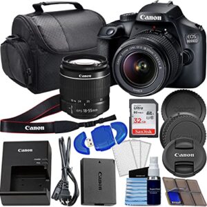 camera eos 4000d dslr (rebel t100) w/ 18-55mm zoon lens | 18 megapixels cmos | full hd video + 32gb sd card + padded case + high speed card reader + starter bundle