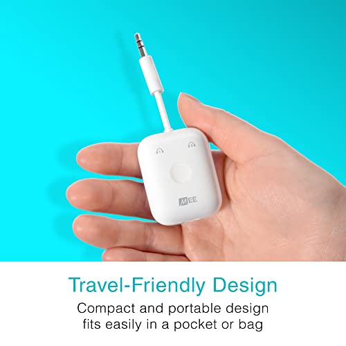 MEE audio Connect Air in-Flight Bluetooth Wireless Audio Transmitter Adapter for up to 2 AirPods / Other Headphones; Works with All 3.5mm Aux Jacks on Airplanes, Gym Equipment, TVs, & Gaming Consoles