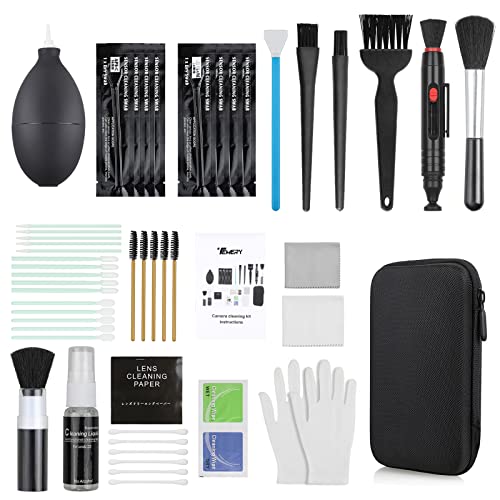 Temery 18-in-1 Professional Camera Cleaning Kit for Most DSLR Cameras (Canon, Nikon,Sony), with Air Blower/Cleaning Pen/Detergent/Cleaning Cloth/Lens Brush/Carry Case