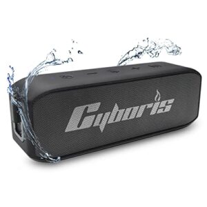 cyboris bluetooth portable speaker ipx7 waterproof, 20w wireless speaker loud stereo sound, outdoor speakers with bluetooth 5.0 lossless music & long playtime, microphone, hands-free, dual pairing