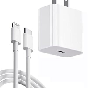 iPhone Fast Charger, 20W USB C Power Adapter [MFi Certified] Apple Block Fast Wall Plug with 6ft USB C to Lightning Cable Compatible for iPhone 14 Plus/13Pro Max/12/12 Pro/11/11Pro/XS/Max/XR/X/SE/8P