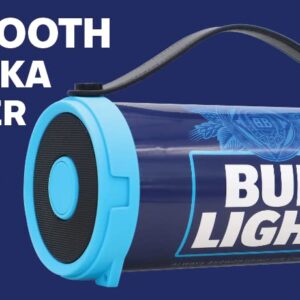 Bud Light Bluetooth Speaker Bazooka Speaker Portable Wireless Speaker with Rechargeable Battery Ideal for Indoor and Outdoor Activities Loud and Bass Audio Sound Easy to Carry Anywhere with FM- Radio