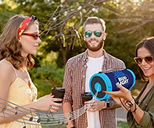 Bud Light Bluetooth Speaker Bazooka Speaker Portable Wireless Speaker with Rechargeable Battery Ideal for Indoor and Outdoor Activities Loud and Bass Audio Sound Easy to Carry Anywhere with FM- Radio