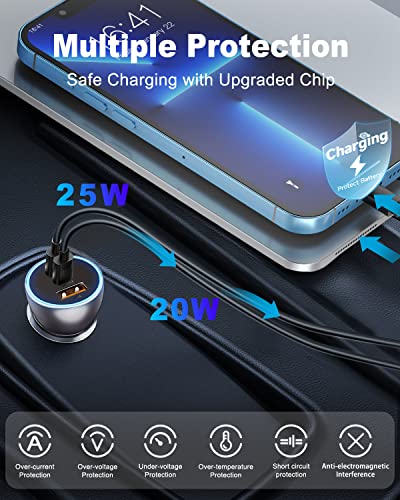 65W USB C Car Charger, Baseus QC3.0 PD3.0 Type C Car Charger, 3 Ports Independent Fast Charging Car Charger Phone Adapter for iPhone 14 13 12 Pro Max XS X, Samsung, iPad Pro/Air, AirPods (Dark Gray)