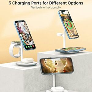 3 in 1 Wireless Charging Station for Apple Devices, Standard 15W Fast Wireless Mag-Safe Charger Stand with QC3.0 Adapter for iPhone 14 13 12 Pro Max/Plus/Pro/Mini,iWatch Ultra/8/7/SE/6/5/4/3/2,AirPods