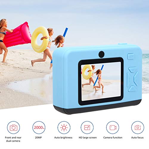 Aoutecen Anti‑Drop Children Camera, 20MP HD Children Camera IPS Screen Anti‑Drop for Gift(Blue)