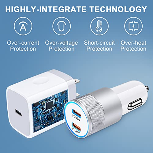 Samsung 60W Type C Car Adapter 20W USB C Box Charger for Samsung Galaxy A14 5G,A54,A23,A13 5G,S23,A34,A53,S21 FE,A03s,Z Fold 4,A04S,S22,S20,Pixel 7 Pro,6a,5,Pad, 6FT Type C to C Fast Cable and Adapter