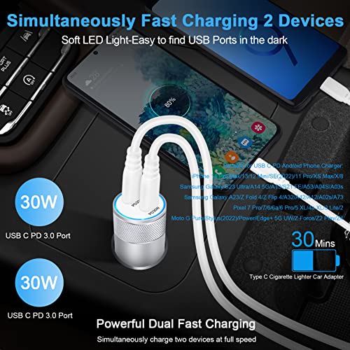 Samsung 60W Type C Car Adapter 20W USB C Box Charger for Samsung Galaxy A14 5G,A54,A23,A13 5G,S23,A34,A53,S21 FE,A03s,Z Fold 4,A04S,S22,S20,Pixel 7 Pro,6a,5,Pad, 6FT Type C to C Fast Cable and Adapter