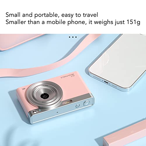 Digital Camera, HD 4K 50MP Pixels Vlogging Camera with 16X Digital Zoom, 2.88in IPS Large Screen, Compact Portable Mini Cameras for Students, Teens, Kids (Pink)