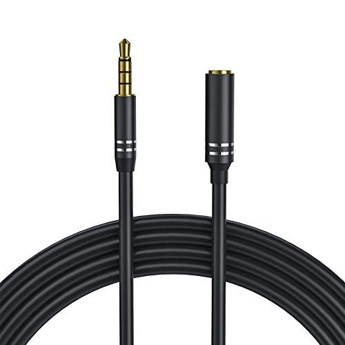 3.5mm Headphone Extension Cable (6Ft/1.8M), 4 Pole Hi-Fi Sound Audio Cable Male to Female AUX Cord, Auxiliary Stereo Extender for Speakers, PC, MP3 and All 3.5 mm Enabled Devices (1 Pack - Black)