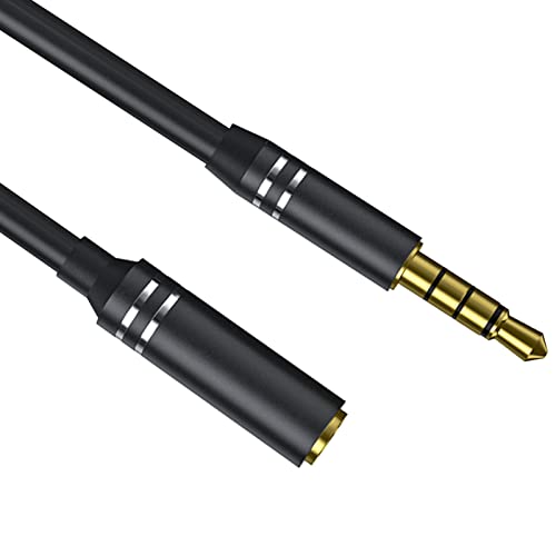 3.5mm Headphone Extension Cable (6Ft/1.8M), 4 Pole Hi-Fi Sound Audio Cable Male to Female AUX Cord, Auxiliary Stereo Extender for Speakers, PC, MP3 and All 3.5 mm Enabled Devices (1 Pack - Black)