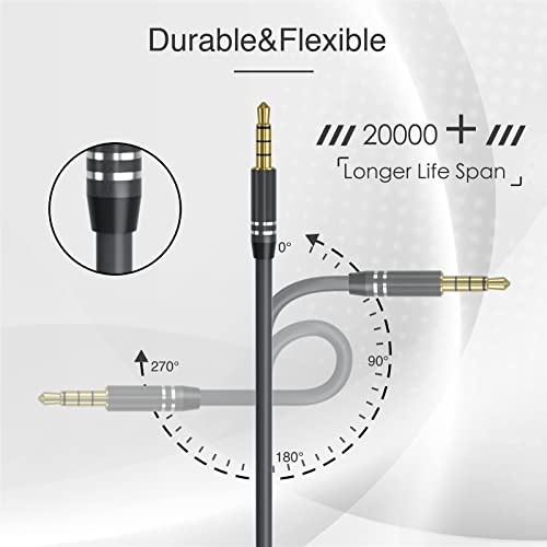 3.5mm Headphone Extension Cable (6Ft/1.8M), 4 Pole Hi-Fi Sound Audio Cable Male to Female AUX Cord, Auxiliary Stereo Extender for Speakers, PC, MP3 and All 3.5 mm Enabled Devices (1 Pack - Black)