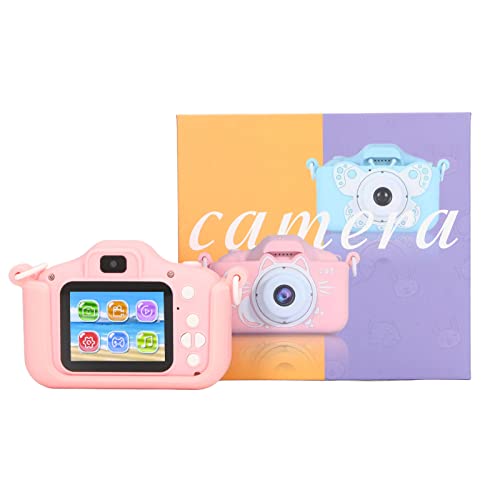 Pssopp Children Digital Camera, 20MP Pink Cartoon Style Rechargeable Digital Camera Children Toy Photo Camera for Girls