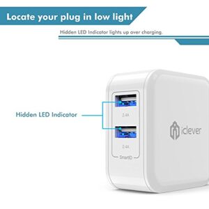 iClever BoostCube 2nd Generation 24W Dual USB Wall Charger with SmartID Technology, Foldable Plug, Travel Power Adapter for iPhone Xs/XS Max/XR/X/8 Plus/8/7 Plus/7/6S/6 Plus, iPad Pro Air/Mini and Other Tablet