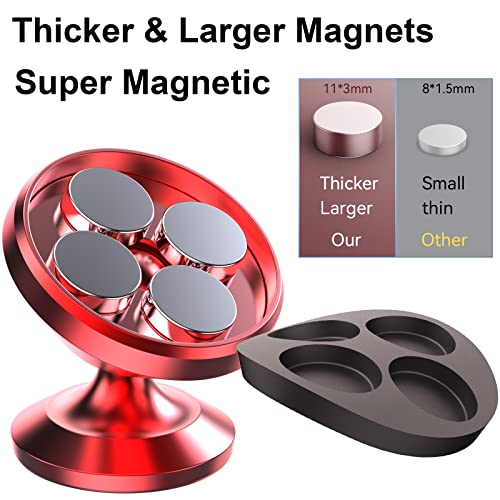 【2-PACK】Magnetic phone holder for car, [ Super Strong Magnet ] [ with 4 Metal Plate ] iPhone Magnetic car mount for cell phone, [ 360° Rotation ] Universal Dashboard car Mount Fits All Smartphones