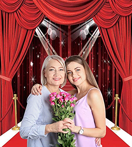 Hollywood Theme Party Decorations Photo Backdrops Red Carpet Backgrounds Vinyl Photography Background Backdrops for Wedding Birthday Party Decoration 5x7ft 053