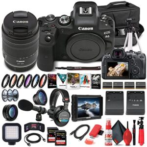 canon eos r6 mirrorless digital camera with 24-105mm f/4-7.1 lens (4082c022), 4k monitor, pro headphones, pro mic, 2 x 64gb memory card, case, corel photo software, pro tripod + more (renewed)