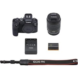 Canon EOS R6 Mirrorless Digital Camera with 24-105mm f/4-7.1 Lens (4082C022), 4K Monitor, Pro Headphones, Pro Mic, 2 x 64GB Memory Card, Case, Corel Photo Software, Pro Tripod + More (Renewed)