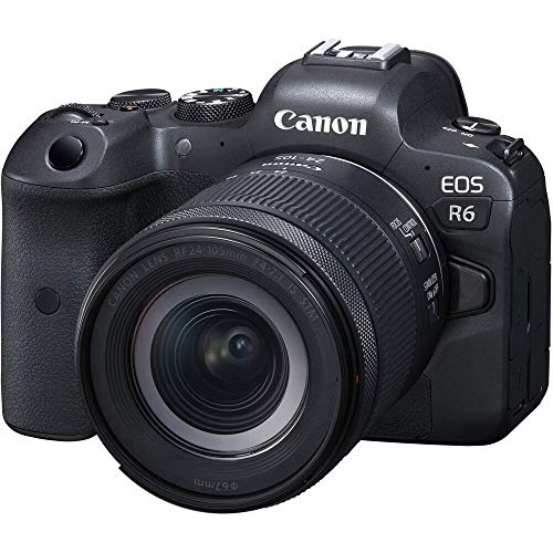 Canon EOS R6 Mirrorless Digital Camera with 24-105mm f/4-7.1 Lens (4082C022), 4K Monitor, Pro Headphones, Pro Mic, 2 x 64GB Memory Card, Case, Corel Photo Software, Pro Tripod + More (Renewed)