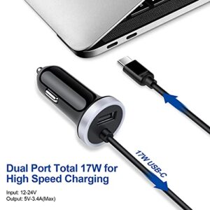 USB C Car Phone Charger, 3.4A Fast Charging Car Adapter with 3FT Type C Cable for Samsung Galaxy S23 Ultra/S23+/S22 Ultra/S21FE/A23/A14/A53/A13/A12/A11/A03S/S21Plus/S20/A32/A52/A51/A71/A20/A50/S10