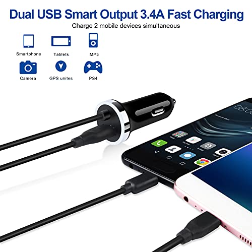 USB C Car Phone Charger, 3.4A Fast Charging Car Adapter with 3FT Type C Cable for Samsung Galaxy S23 Ultra/S23+/S22 Ultra/S21FE/A23/A14/A53/A13/A12/A11/A03S/S21Plus/S20/A32/A52/A51/A71/A20/A50/S10