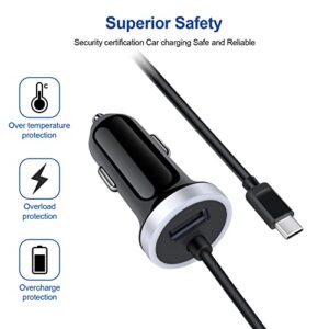 USB C Car Phone Charger, 3.4A Fast Charging Car Adapter with 3FT Type C Cable for Samsung Galaxy S23 Ultra/S23+/S22 Ultra/S21FE/A23/A14/A53/A13/A12/A11/A03S/S21Plus/S20/A32/A52/A51/A71/A20/A50/S10