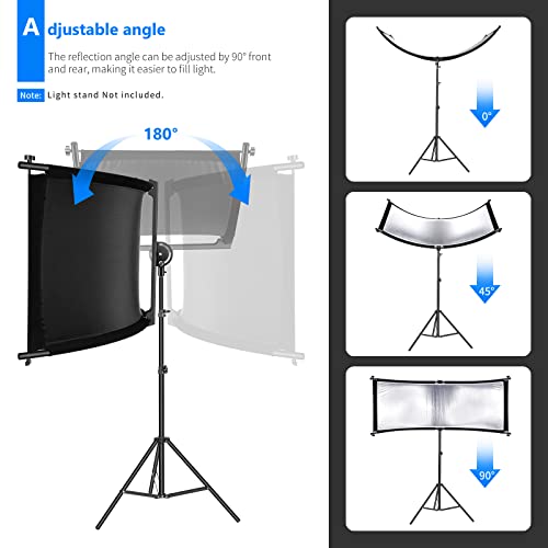 Neewer Clamshell Light Reflector Diffuser, 66”×24” Photography Curved Lighting Reflector with Black, Silver, White, Gold, Chromakey Green, Blue Colors (Stand Not Included)