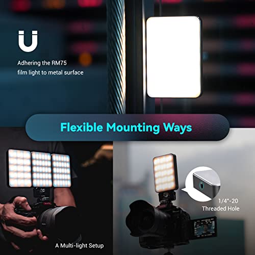 SmallRig RM75 RGB Video Light, RGBWW Full Color Portable LED Light Panel, 4,000mAh Battery, 2500-8500K, CRI96, TLCI 98, Magnetic Attraction and App, for Vlogging Photography