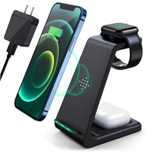 wireless charging station,3 in 1 fast charging station,wireless charger stand for iphone 13/12/11 pro max/x/xs max/8/8 plus, airpods 3/2/pro, iwatch series 7/6/5/se/4/3/2, and samsung phones